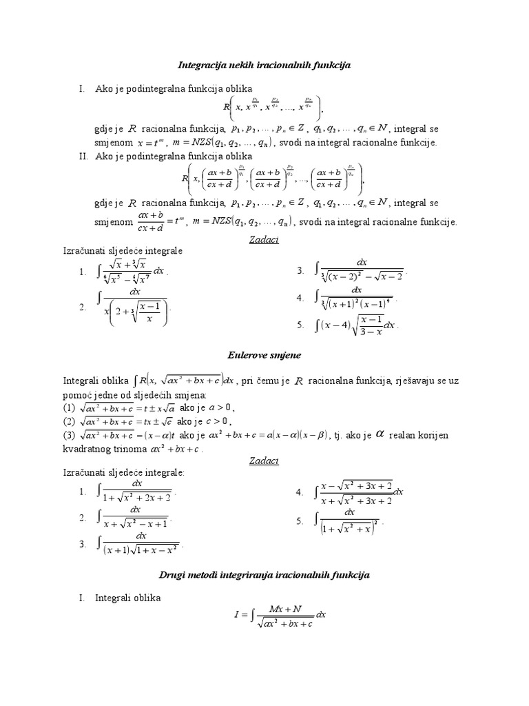 Analiza II Zadaci Za Vjezbe | PDF