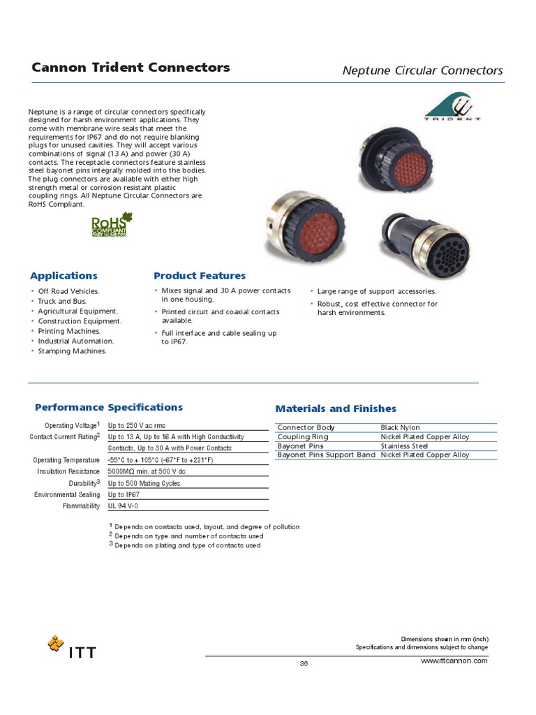 Neptune Circular Connectors for Harsh Environments | PDF | Electrical ...