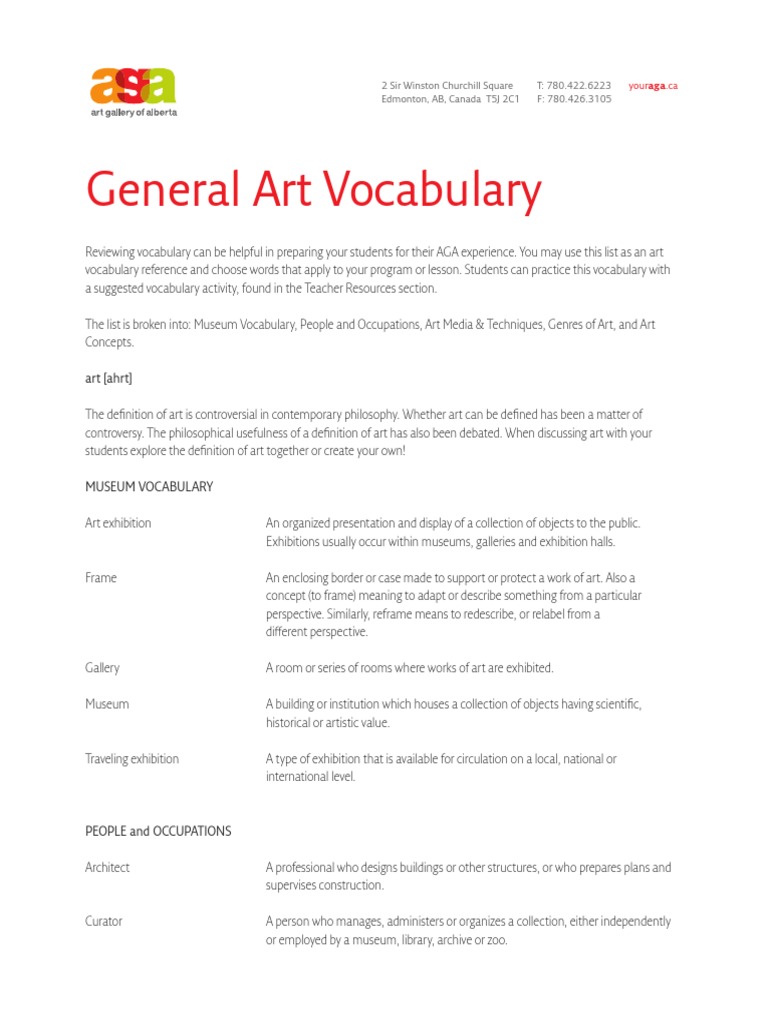 Art Vocabulary | PDF | Printmaking | Composition (Visual Arts)