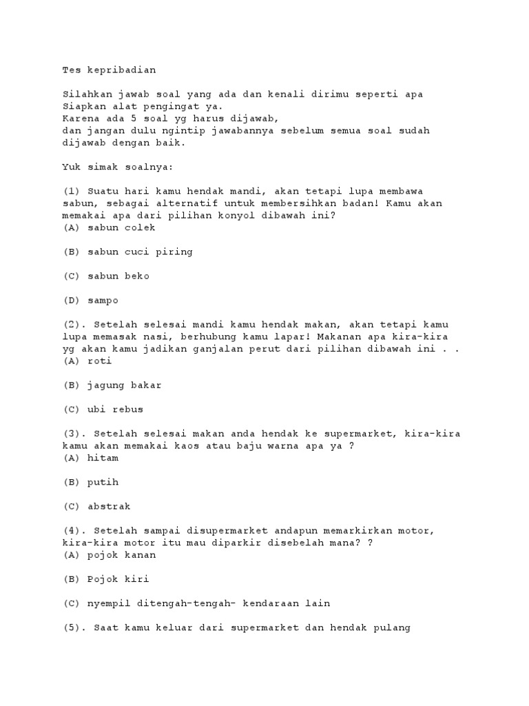 Tes Kepribadian Pdf