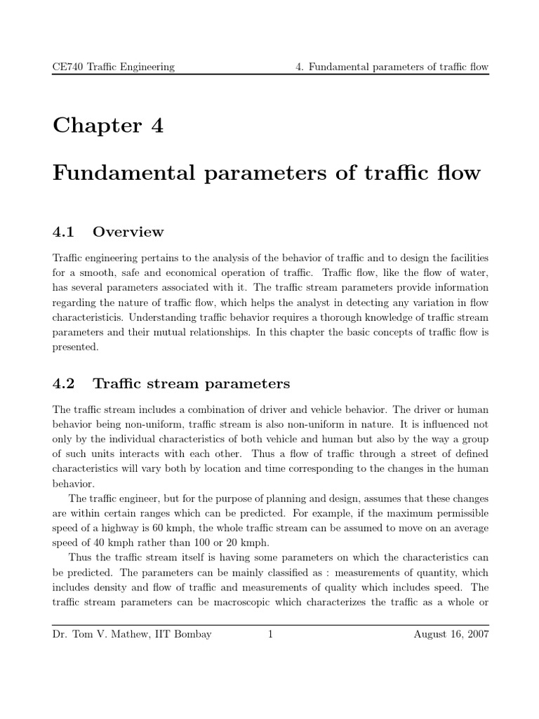 Fundamental Parameters of Traffic Flow | PDF
