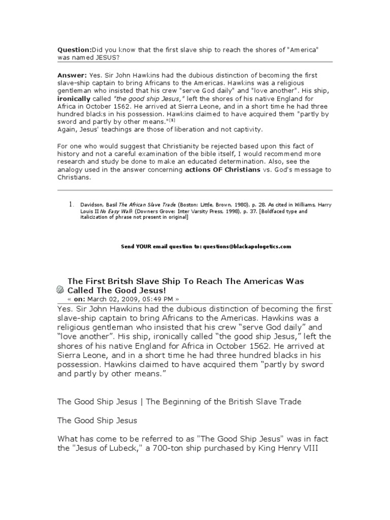Slave Ship Jesus | PDF | Francis Drake | Slavery