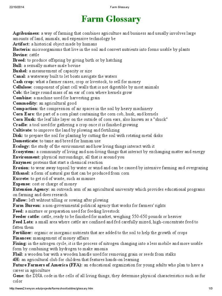Farm Glossary PDF | PDF | Maize | Organic Farming