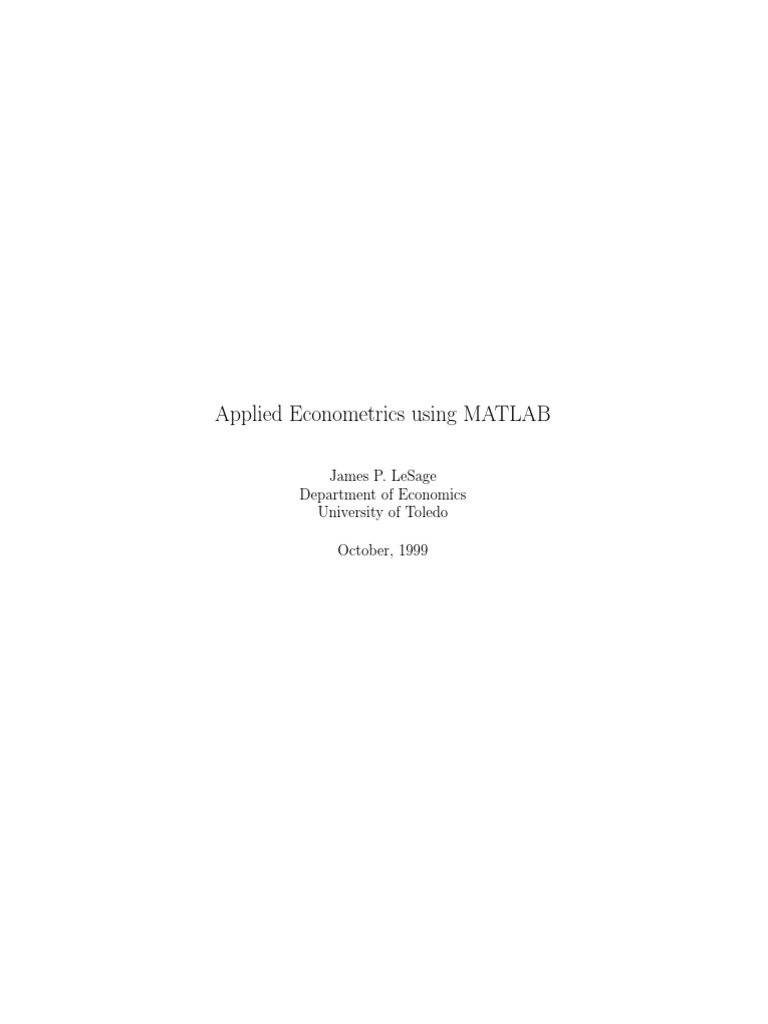Applied Econometrics Using Matlab | PDF