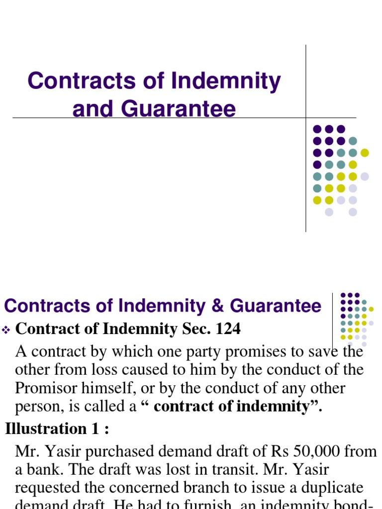 13, Contracts of Indemnity and Guarantee | Guarantee | Indemnity
