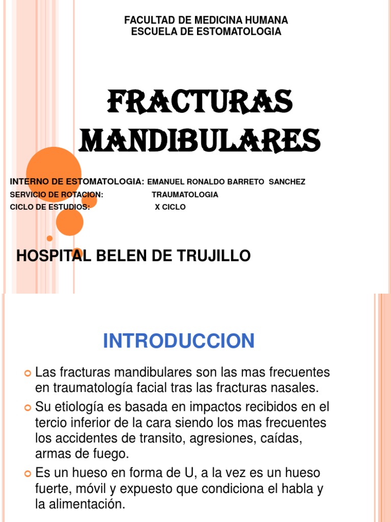 Tipos y Tratamientos de Fracturas Mandibulares | PDF | Especialidades ...
