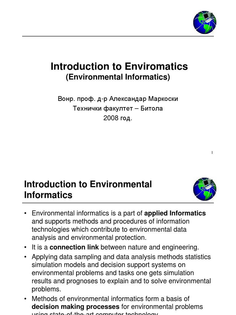 Enviromatics01 - Introduction | PDF | System | Ecology