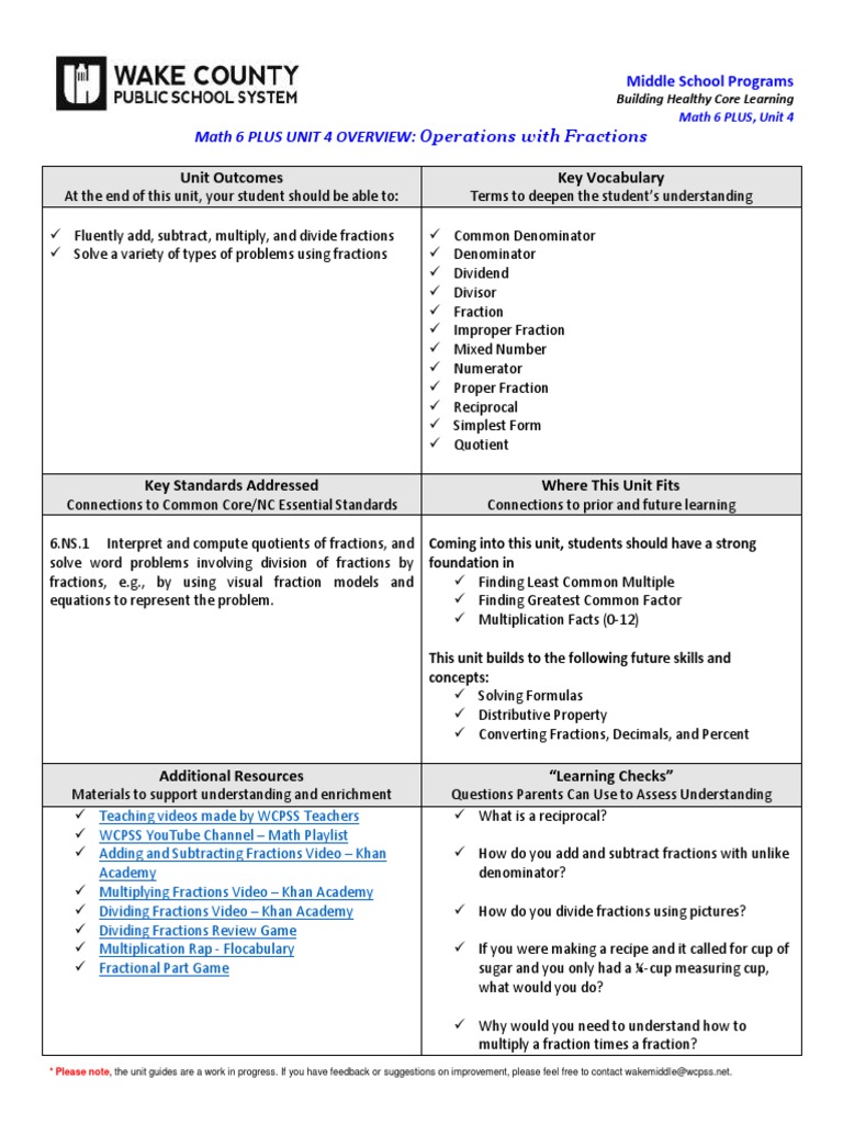 Math 6 Unit 4 Overview | PDF