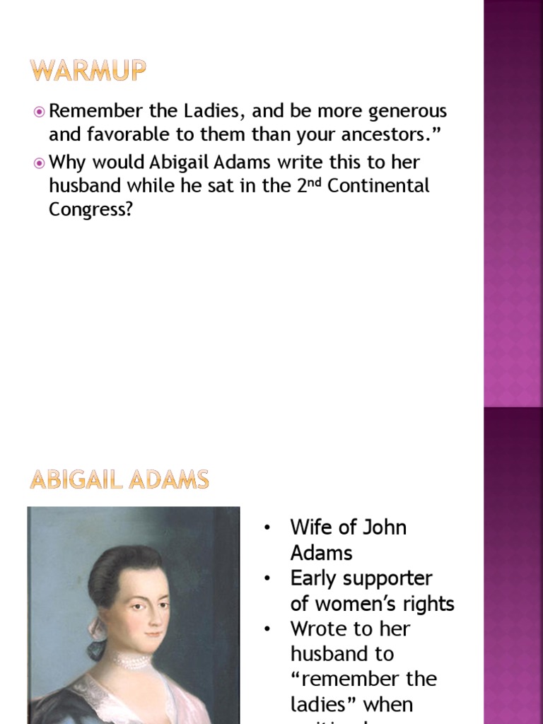 Abigail Adams and Women's Rights Advocacy | PDF | United States ...