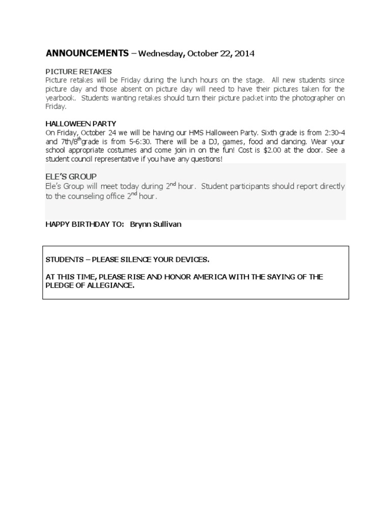 Announcements | PDF
