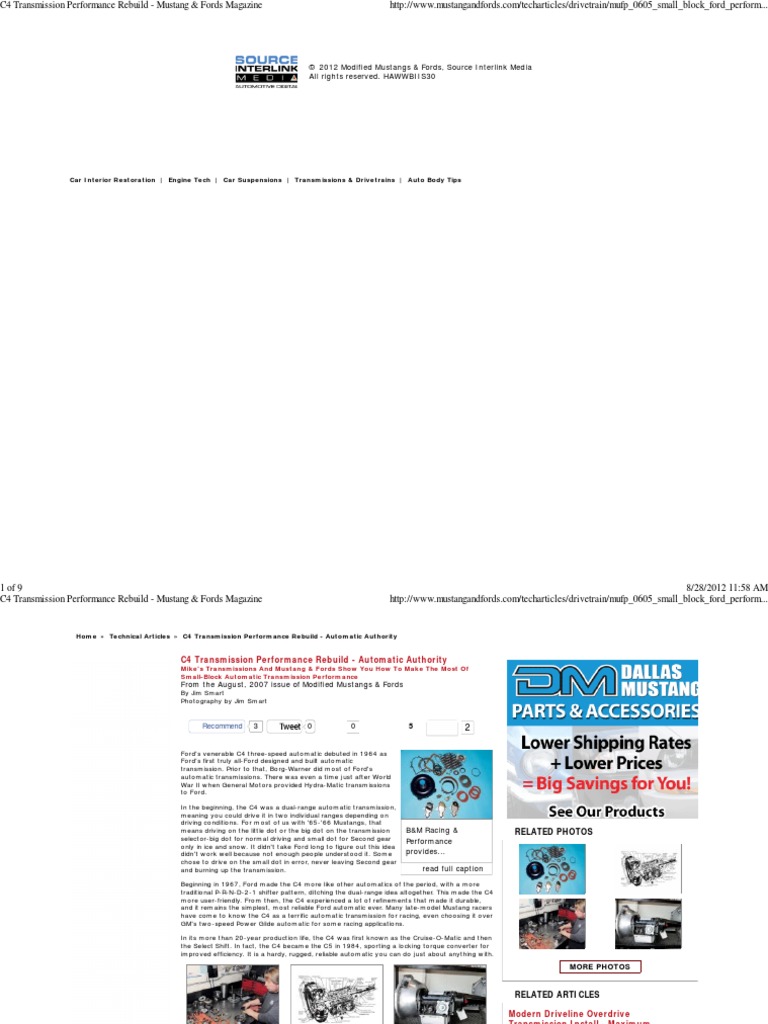 C4 Transmission Performance Rebuild - Mustang & Fords Magazine | PDF ...