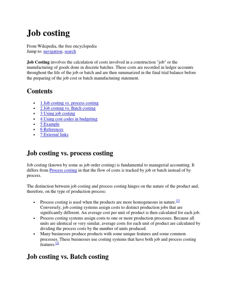 Job Costing | PDF | Cost Accounting | Debits And Credits