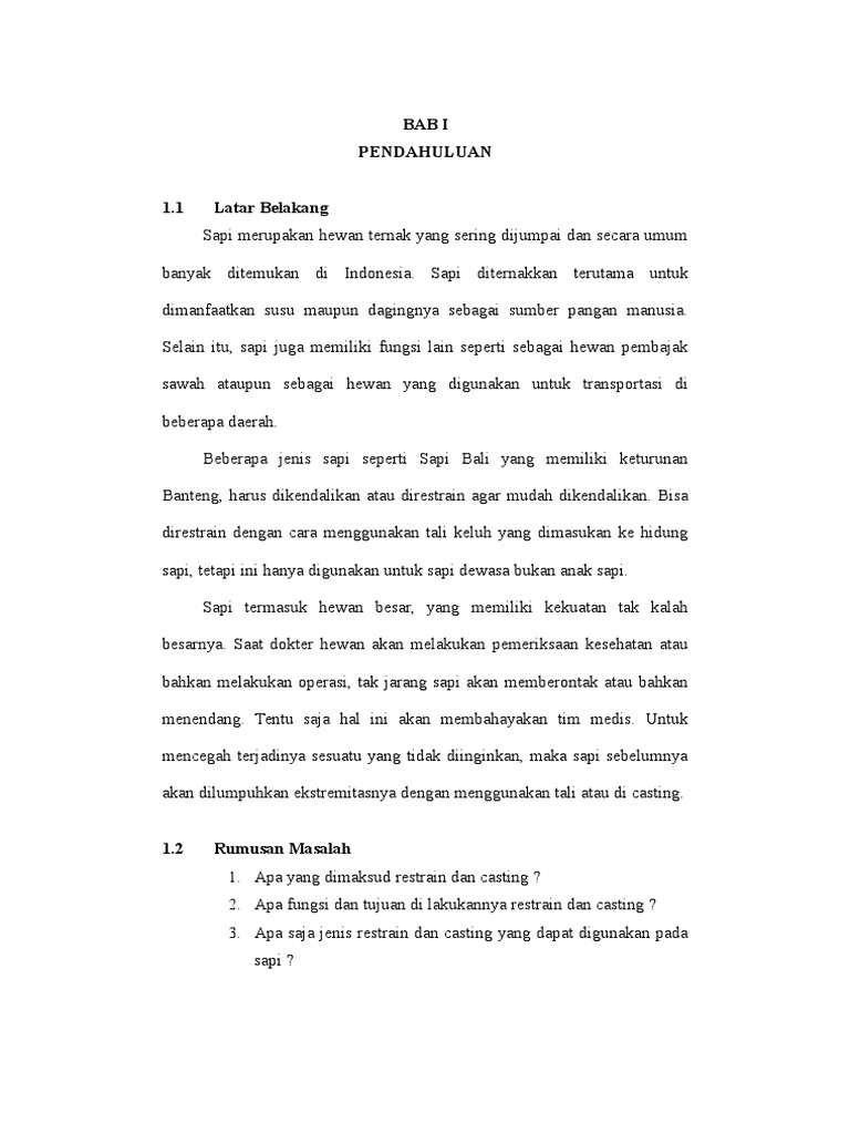 Bedah (Restrain Dan Casting Pada SAPI) NEW | PDF