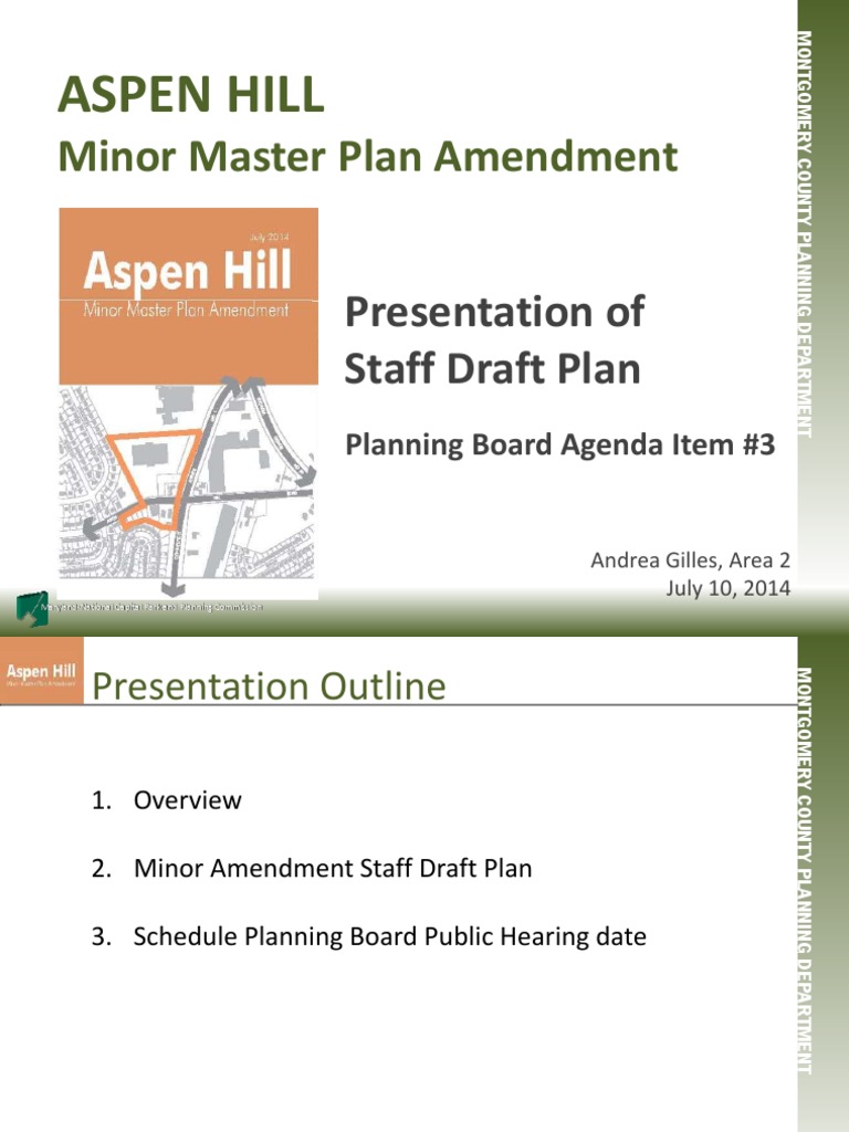 Aspen Hill: Minor Master Plan Amendment | PDF | Traffic | Street