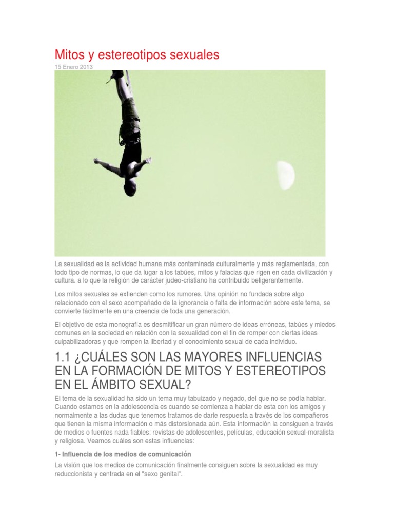 Mitos Y Estereotipos Sexuales Pdf Orgasmo Masturbación