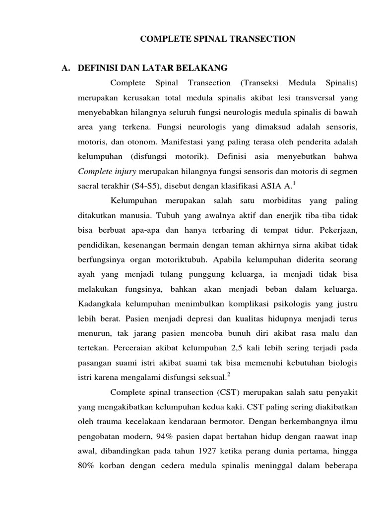 Complete Spinal Transection | PDF