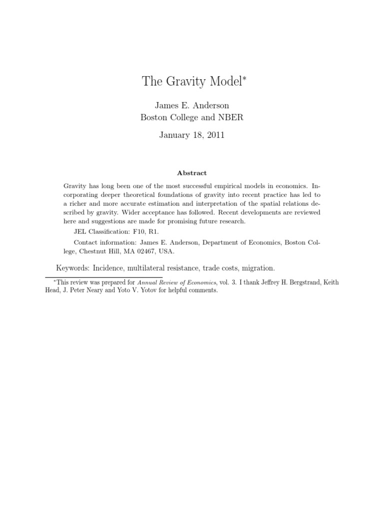 Gravity Model | PDF | Demand | Economic Equilibrium