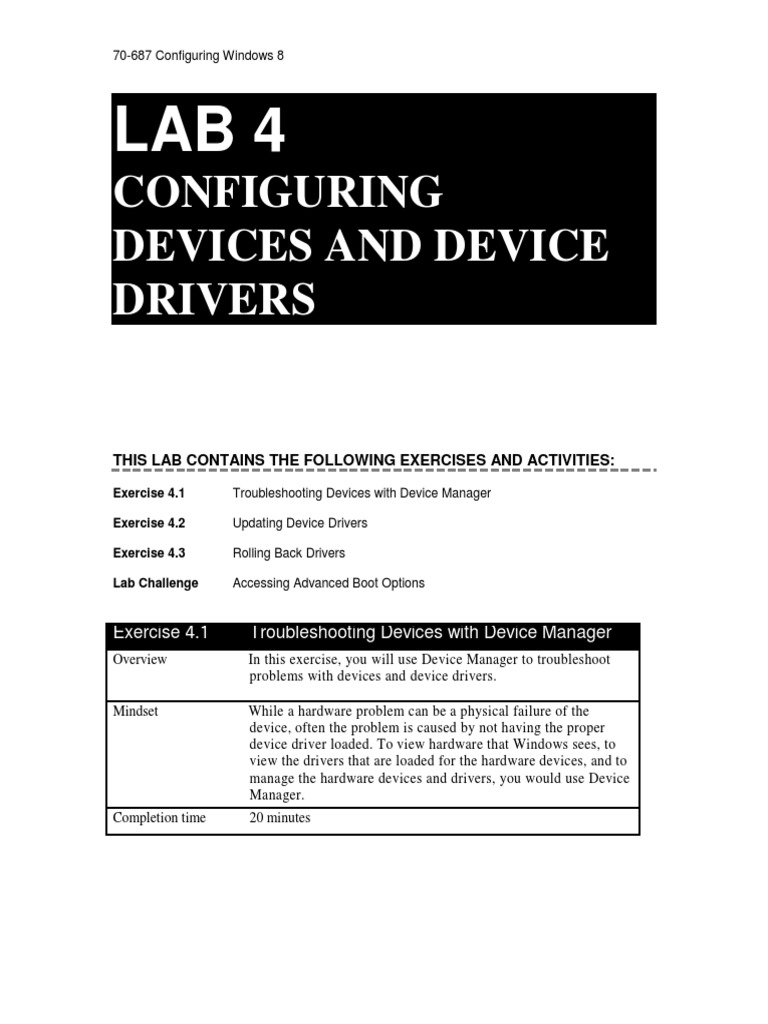 70-687 MLO Lab 04 Worksheet Chapter 4 | PDF | Device Driver | Booting
