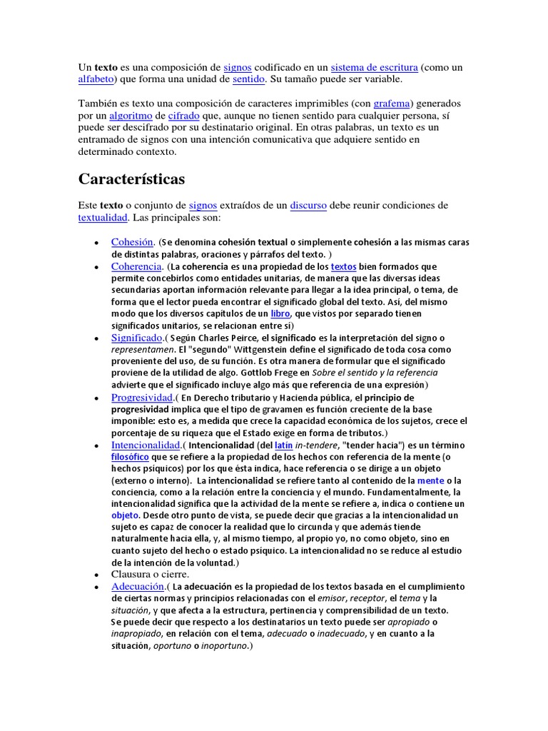 Un Texto Es Una Composición de Signos Codificado en Un Sistema de ...