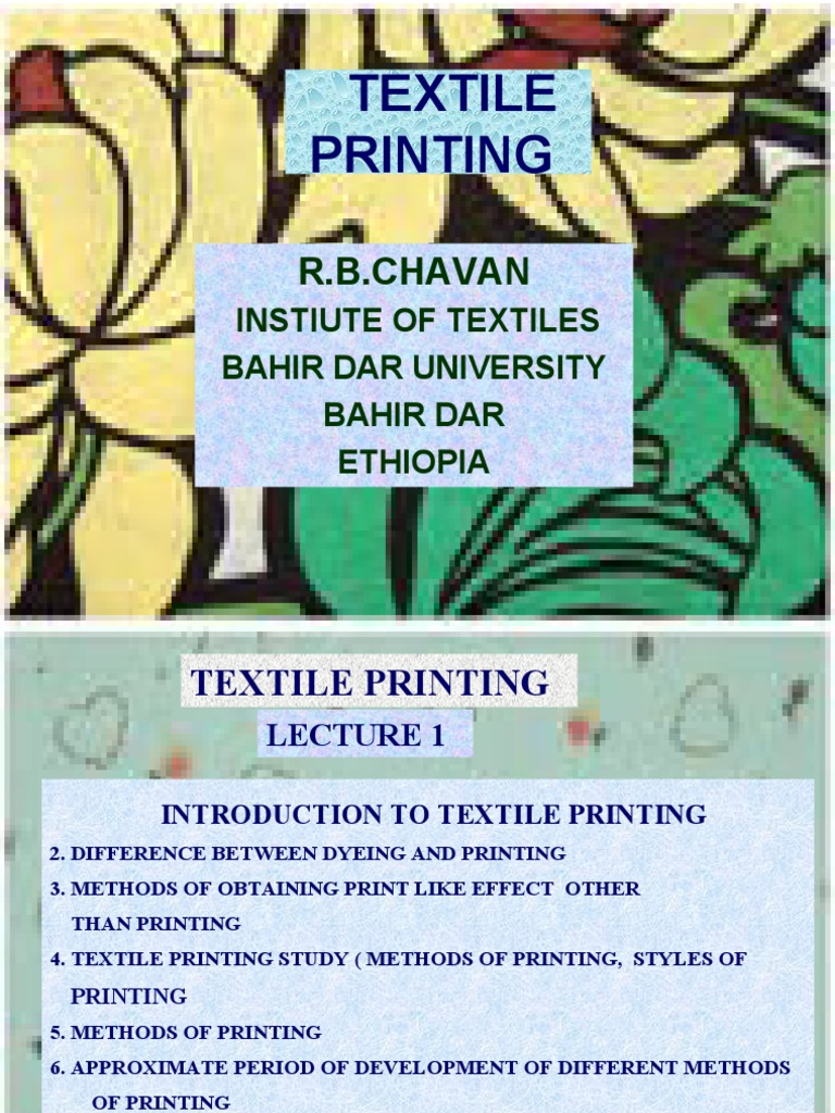 1.introduction To Textile Printing | PDF | Dyeing | Textiles