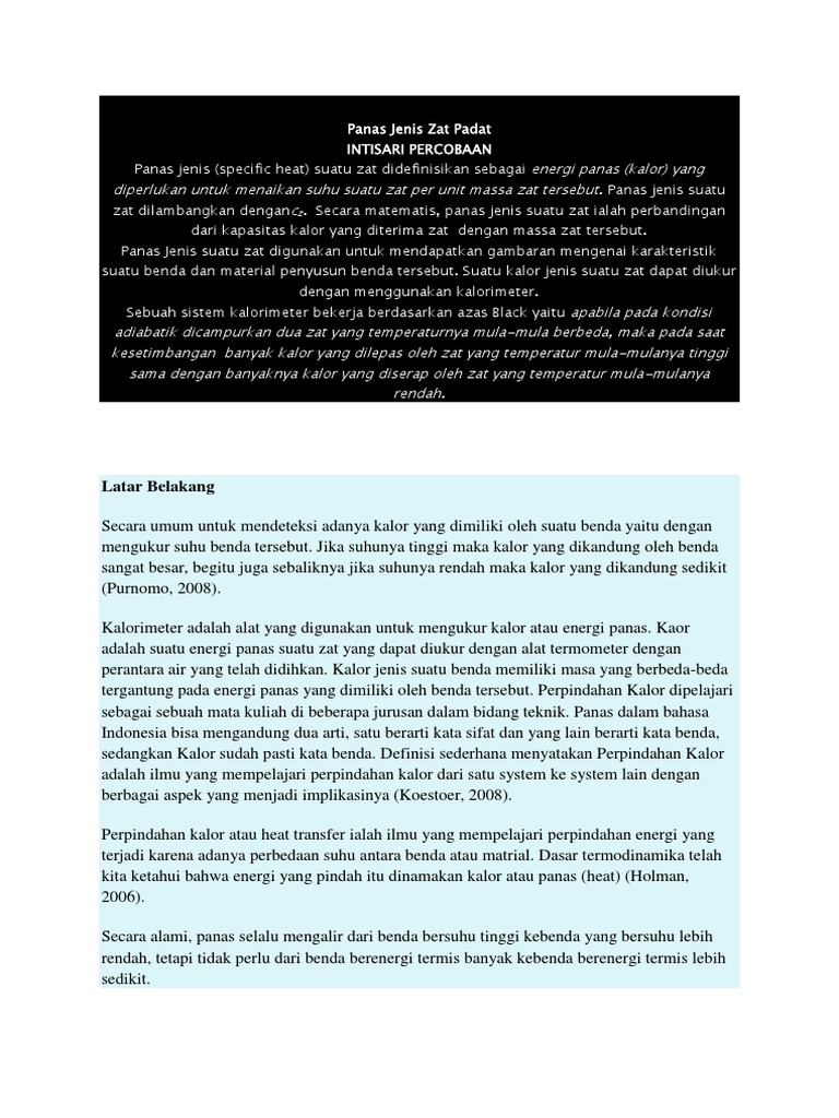Panas Jenis dan Kapasitas Panas Zat Padat | PDF | Filsafat | Metode ...