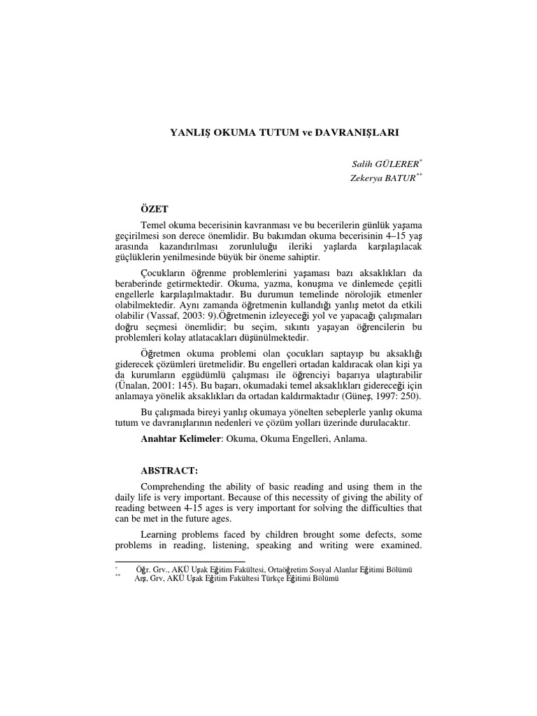 Okuma Engelleri PDF | PDF