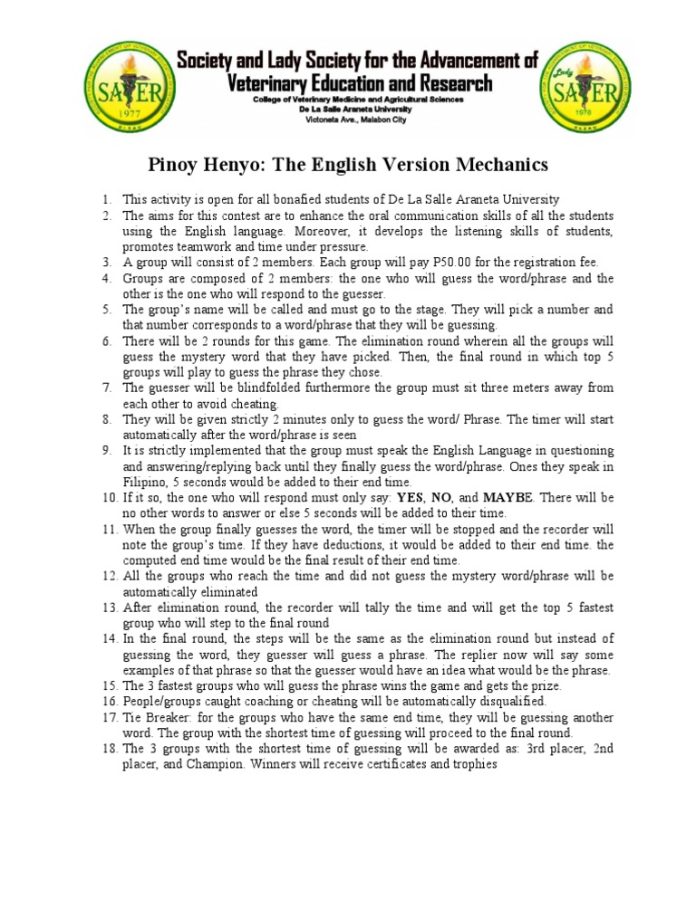 Pinoy Henyo Game Mechanics Explained | PDF | Leisure