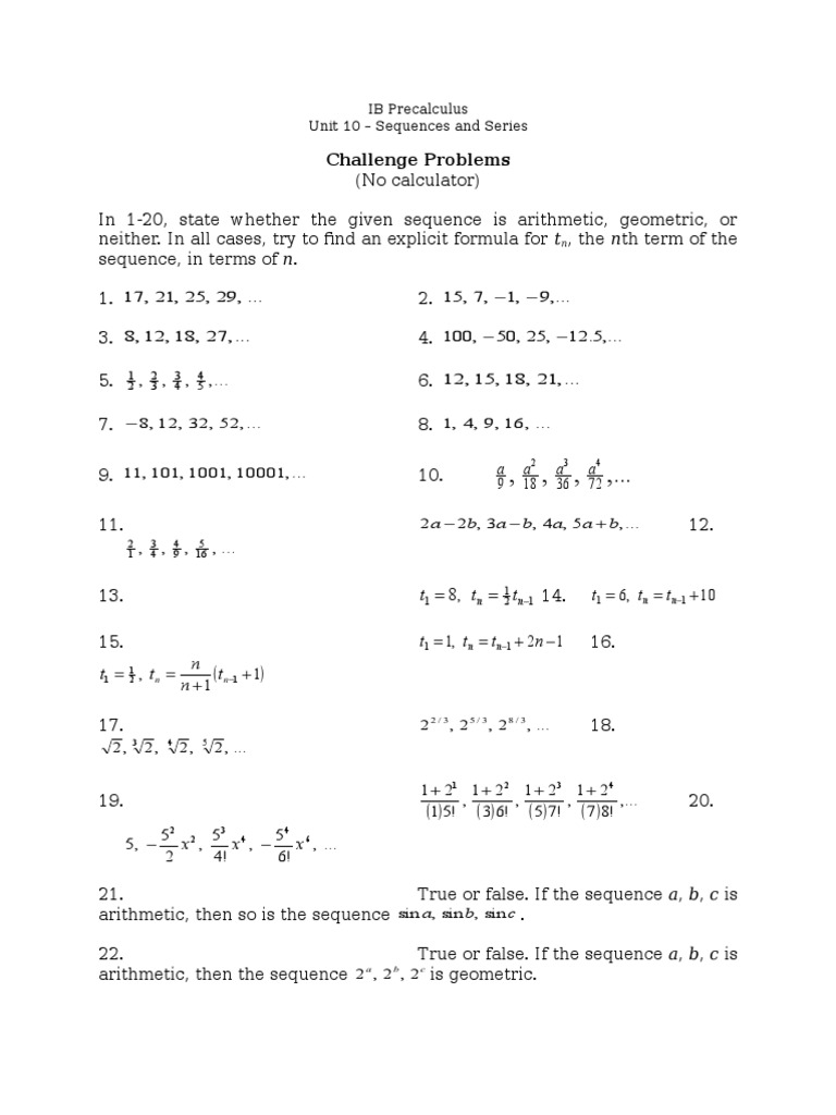 Unit 10 Challenge Problems | Download Free PDF | Teaching Mathematics ...