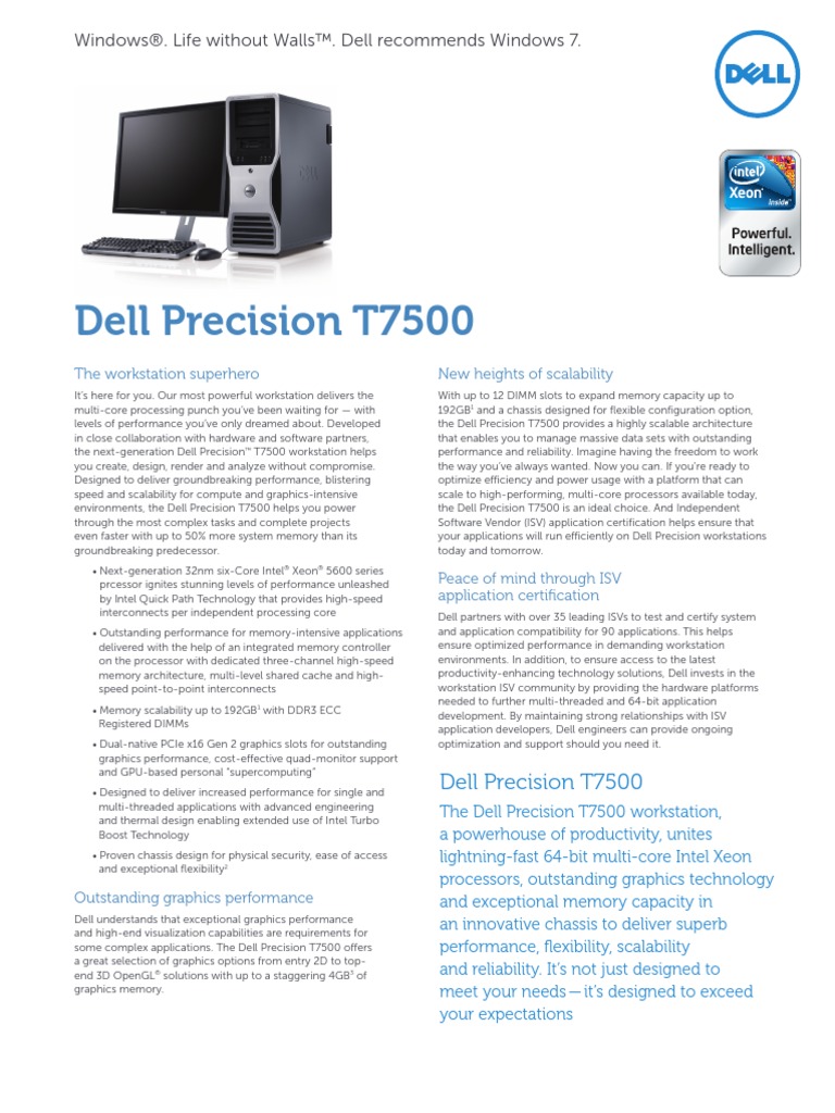 Dell Precision t7500 Specsheet | PDF | Workstation | Advanced Micro Devices