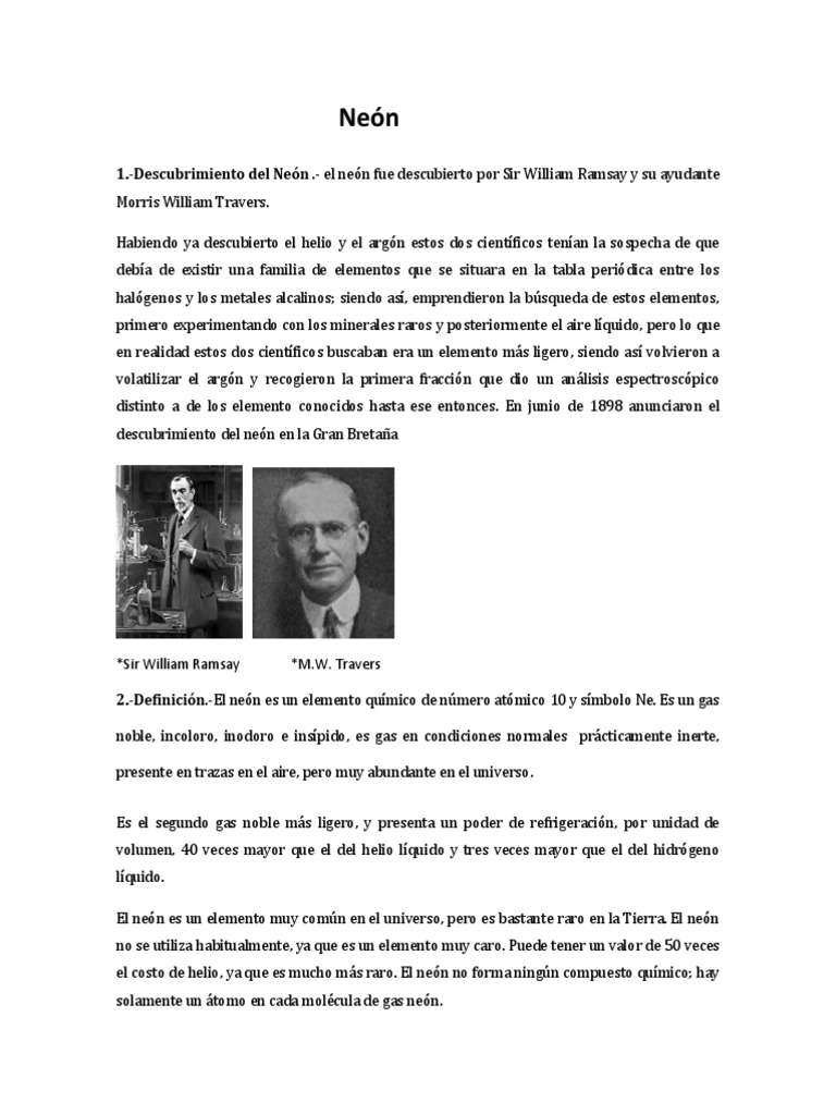 Usos y propiedades del neón | PDF | Argón | Helio