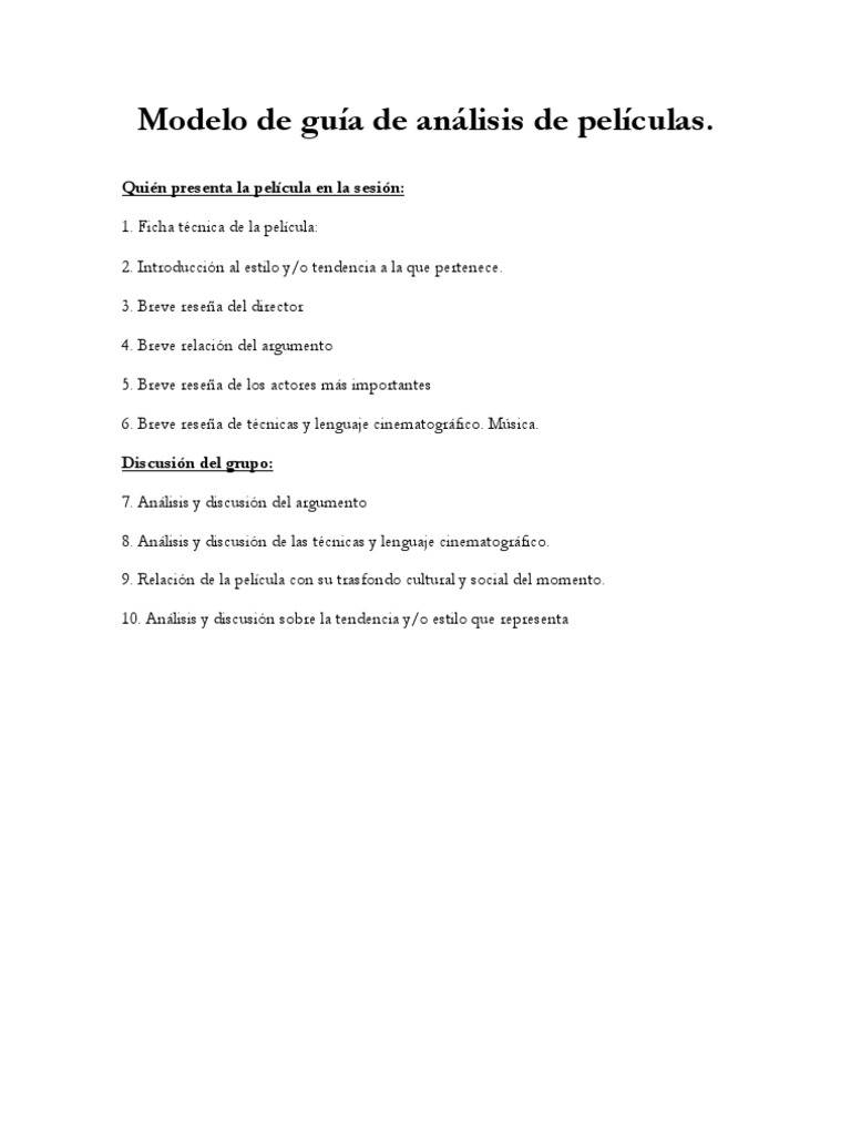 Modelo de Guía de Análisis de Películas | PDF