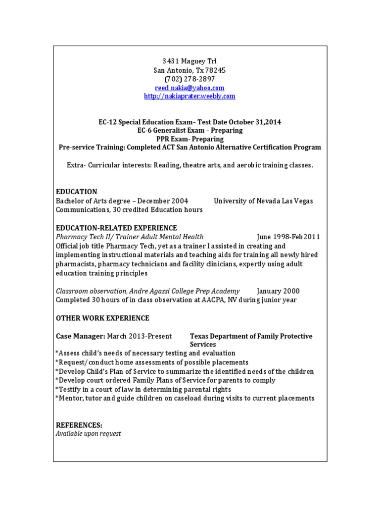 Education and Training Experience Summary | PDF
