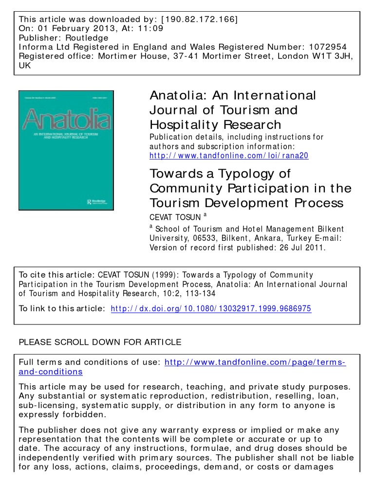 Tosun Cevat - Towards A Typology of Community Participation in The ...