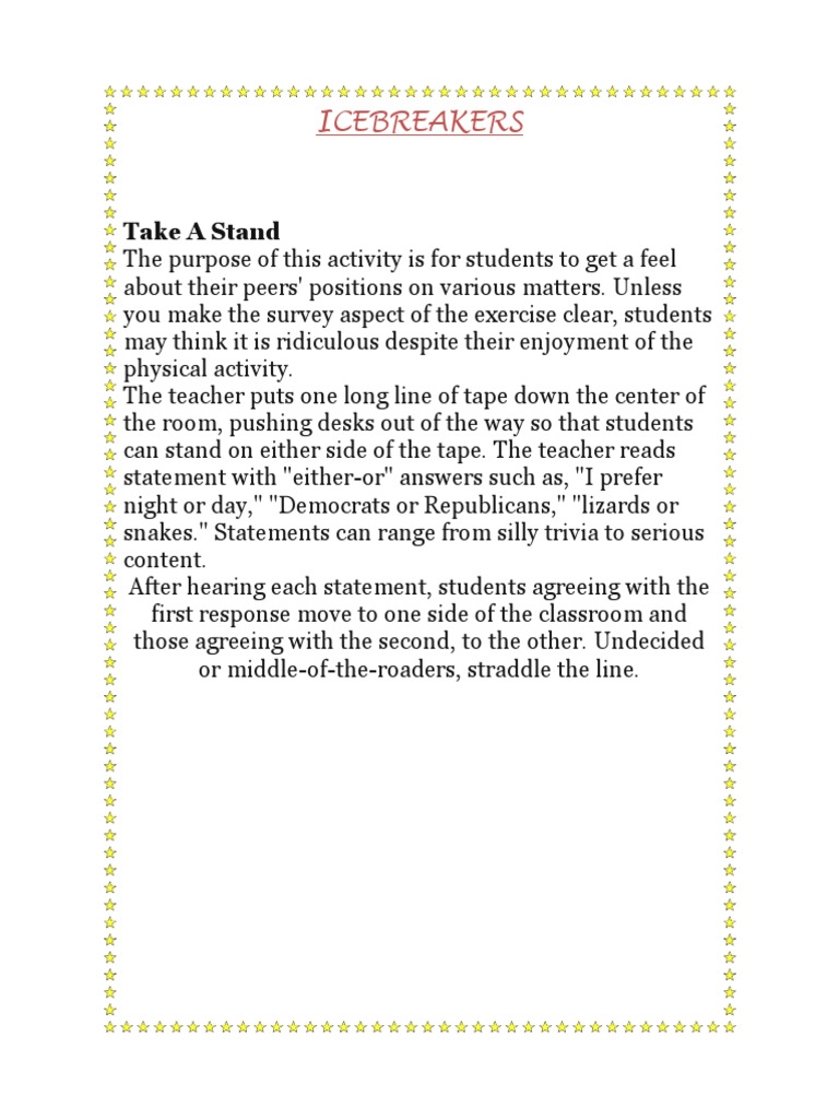 Icebreakers 1 | PDF | Wellness