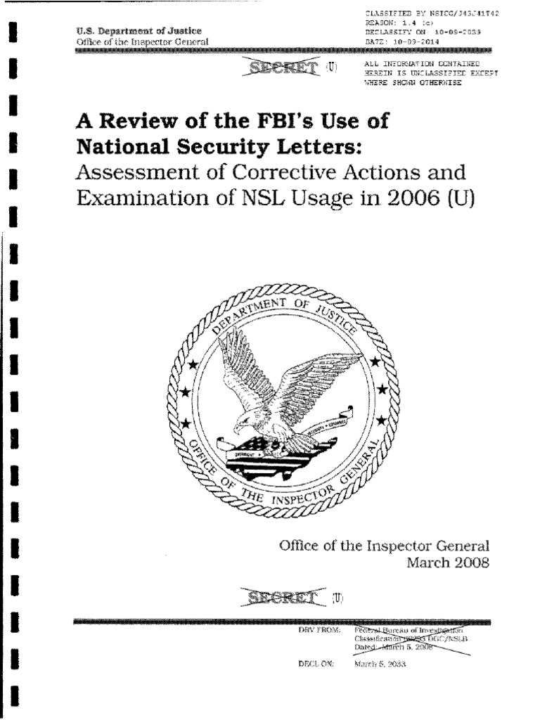 DOJ OIG Review of FBI's Use of National Security Letters 2006 | PDF ...