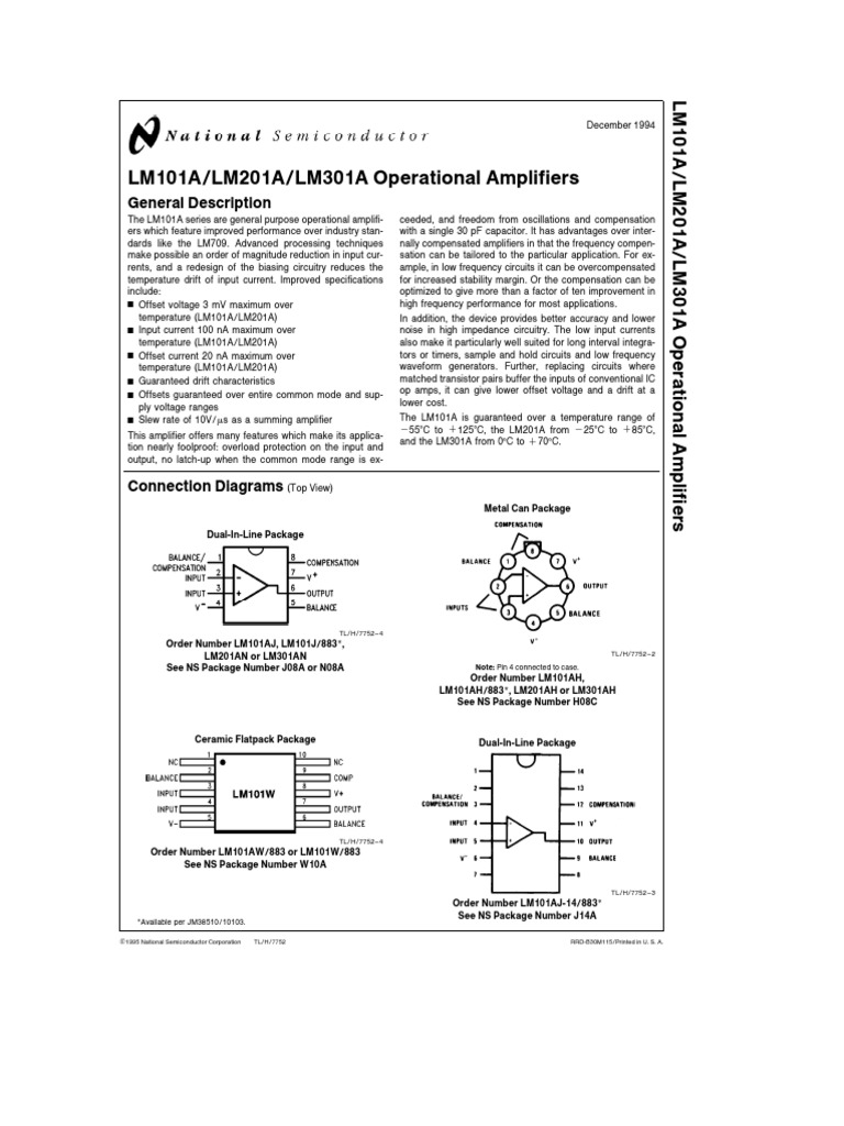 LM301.pdf | Amplifier | Capacitor | Free 30-day Trial | Scribd