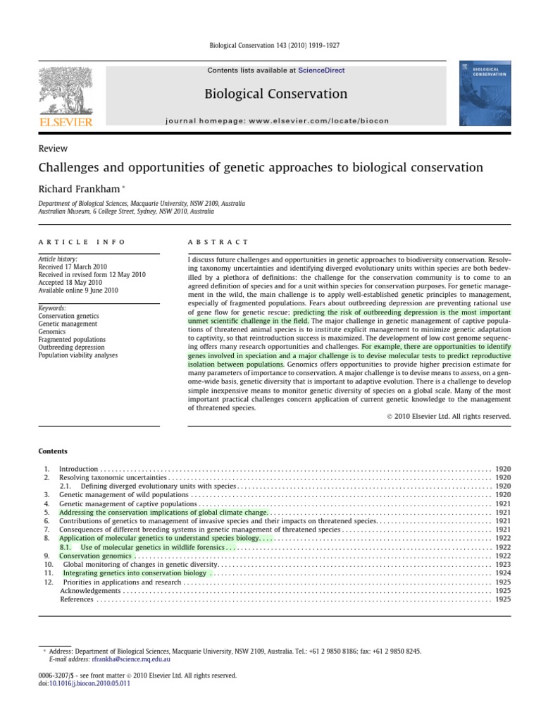 Challenges And Opportunities Of Genetic Approaches To Biological