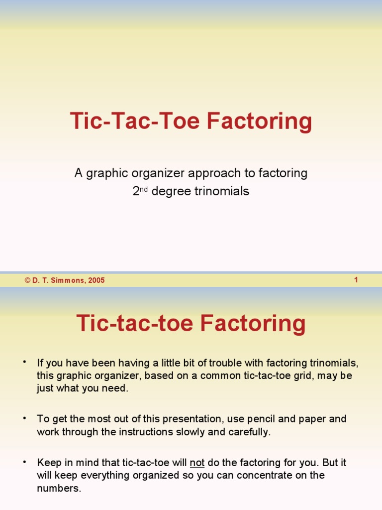 Tic Tac Toe Factoring | Algebra | Physics & Mathematics