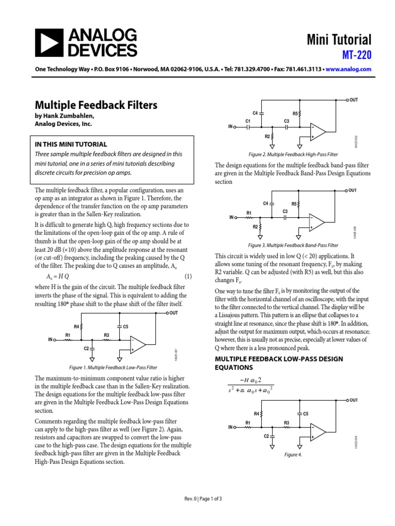 Mini Tutorial: Multiple Feedback Filters | PDF | Electronic Filter ...