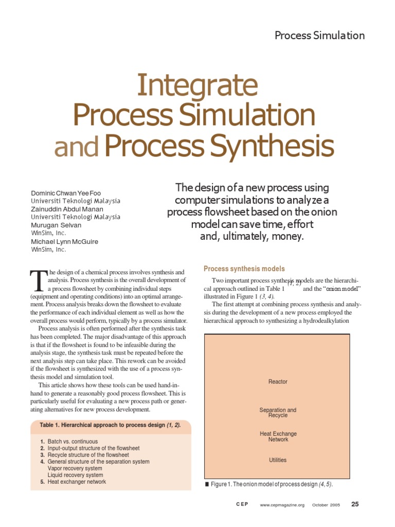 Integrate Process Simulation and Process Synthesis | PDF | Distillation ...