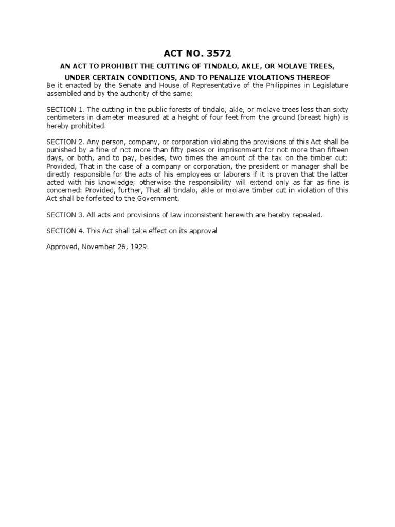 RA 3572 Tindalo, Akle & Molave Trees | PDF | Trees | Plants