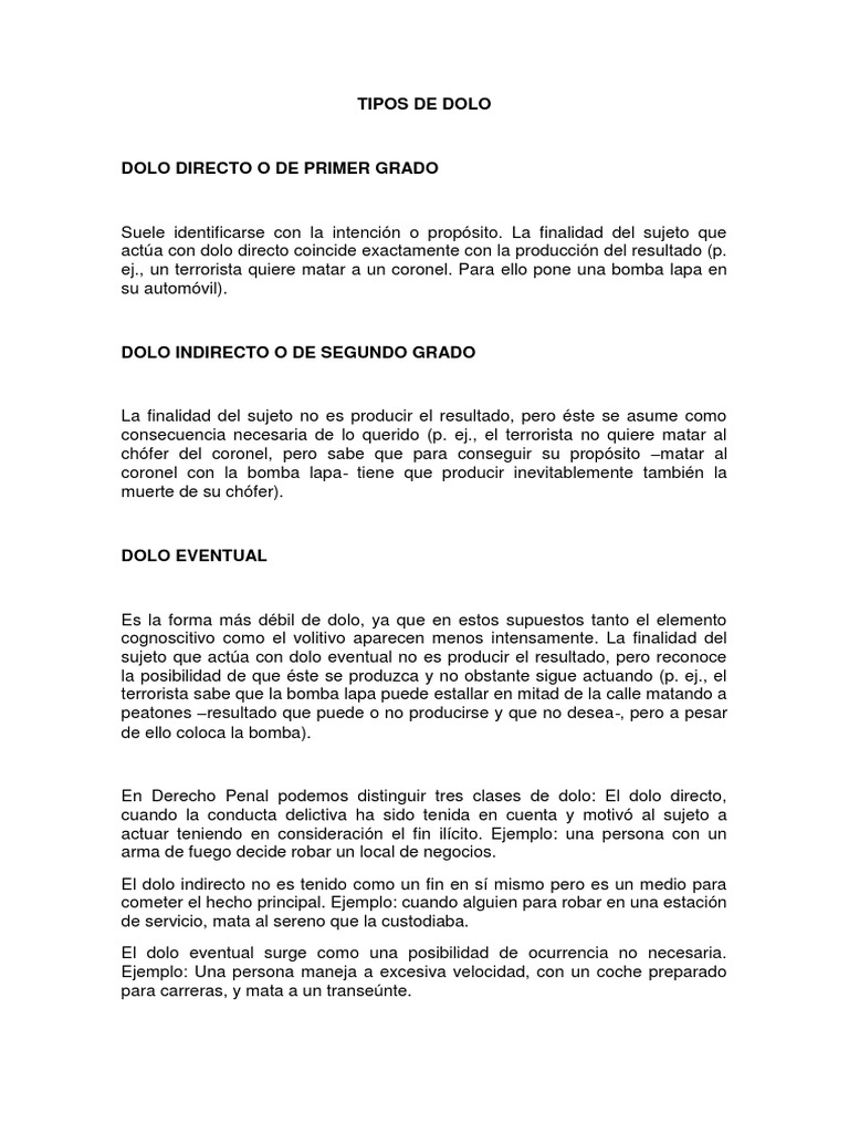 Tipos de Dolo | PDF