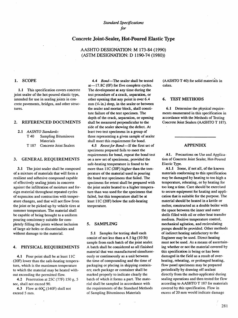 Aashto M-173-84 | PDF