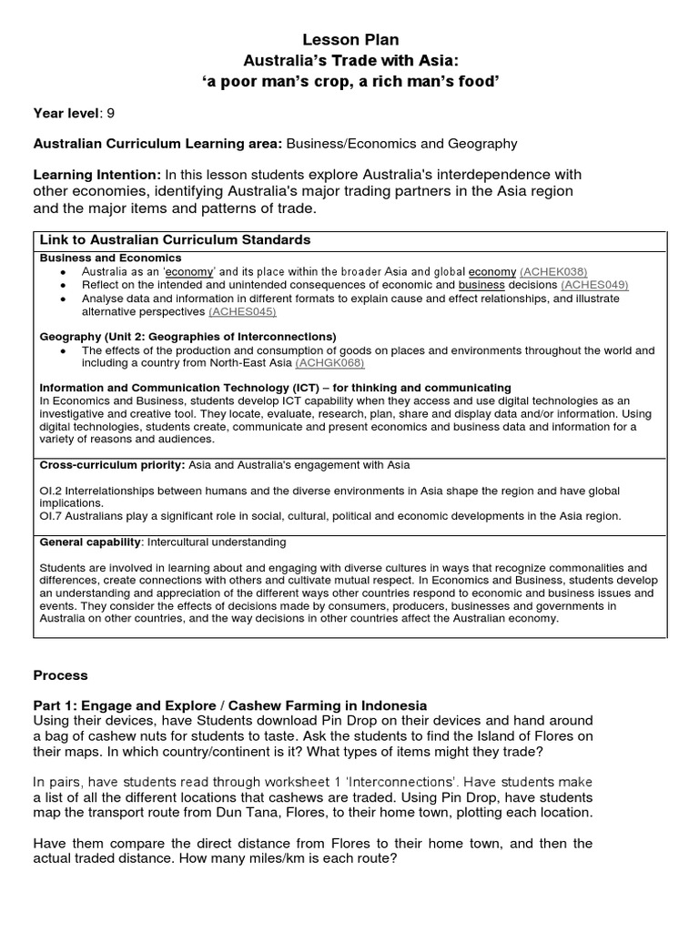 Lesson Plan: Australia's Trade With Asia | PDF | Australia ...