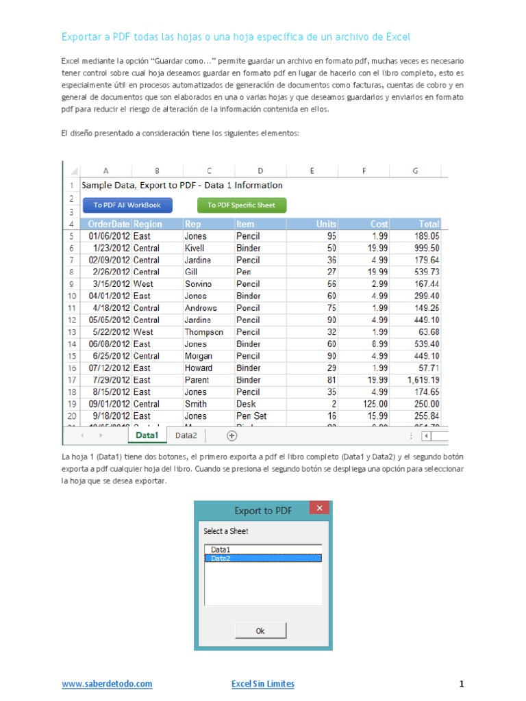 Exportar a PDF todas las hojas o una hoja especifica de un archivo de Excel.pdf | Microsoft ...
