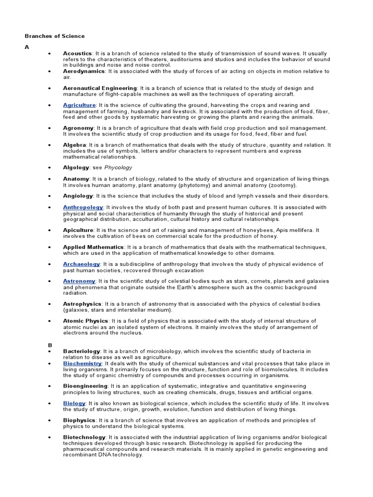 Branches of Science | PDF | Science | Physics