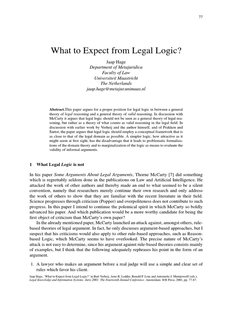 What To Expect From Legal Logic? | PDF | Argument | Logical Consequence