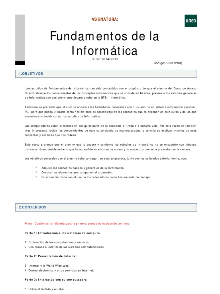 Fundamentos de La Informatica PDF | PDF | Prueba (evaluación) | Internet
