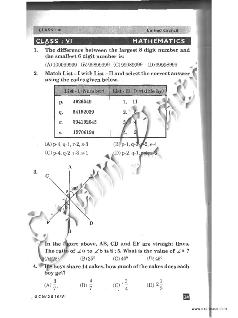 NSTSE Class 6 Solved Paper 2010 | PDF | Plants | Chemical Substances