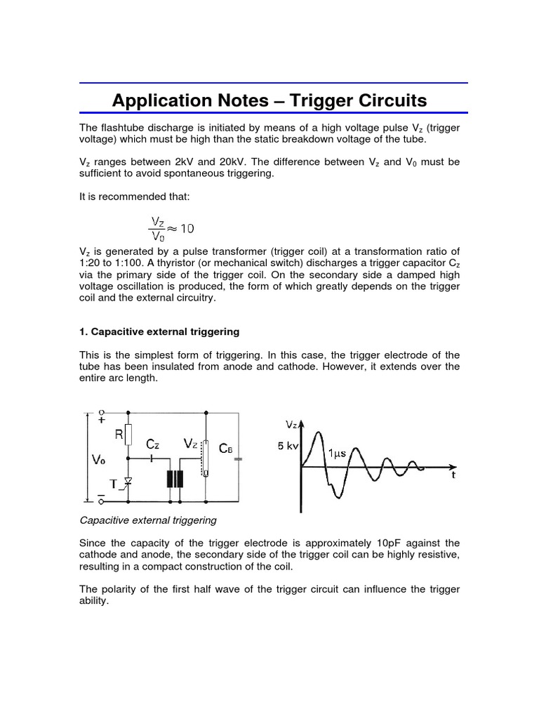 Application Notes - Trigger Circuits: 1. Capacitive External Triggering ...